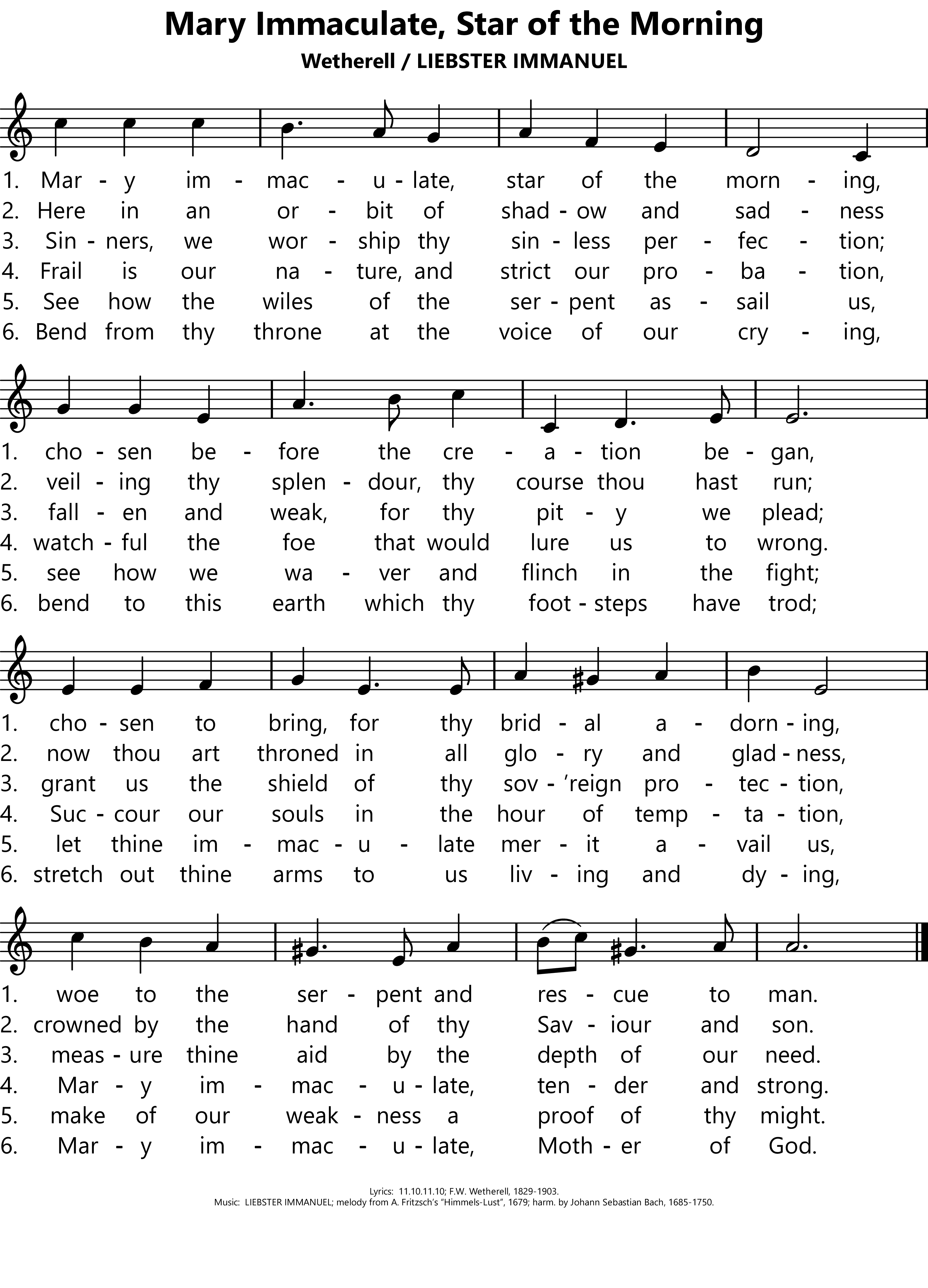 Mary Immaculate, Star of the Morning [F.W. Wetherell]